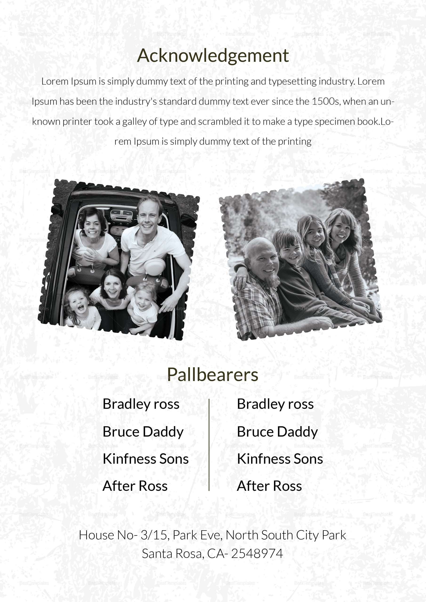 Funeral Obituary Template for Father in Adobe Photoshop, Microsoft Word