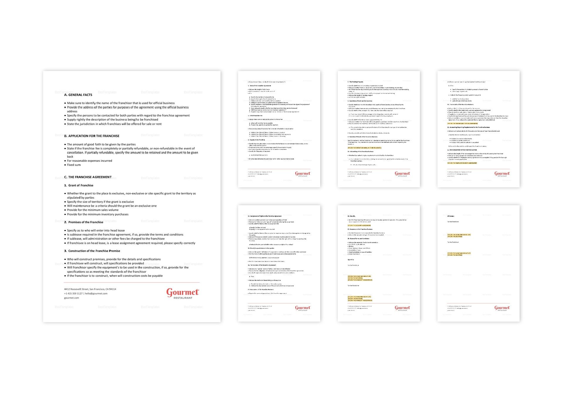 Restaurant Franchise Agreement Checklist Template - Best Templates