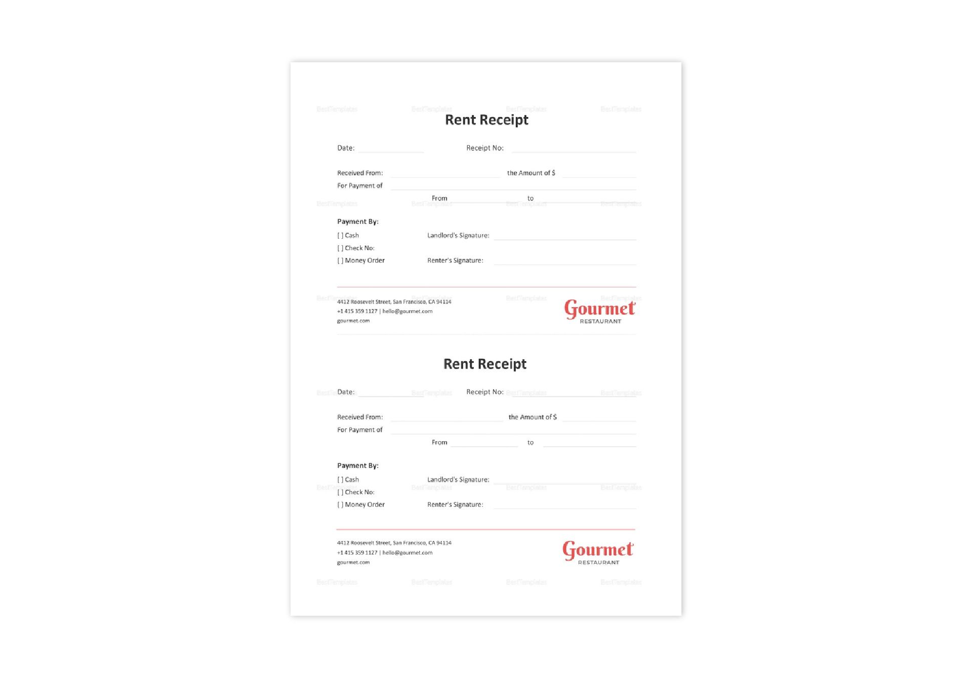 Restaurant Rental Receipt Template - Best Templates