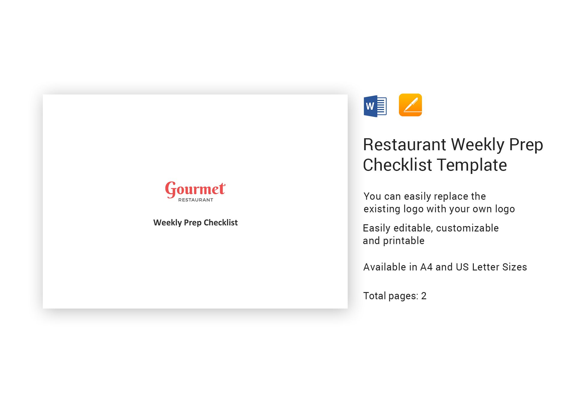 Restaurant Weekly Prep Checklist Template - Best Templates