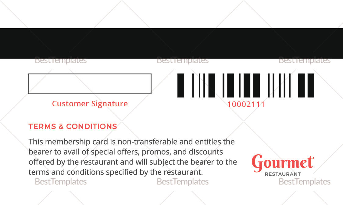 Restaurant Membership Card Template - Best Templates
